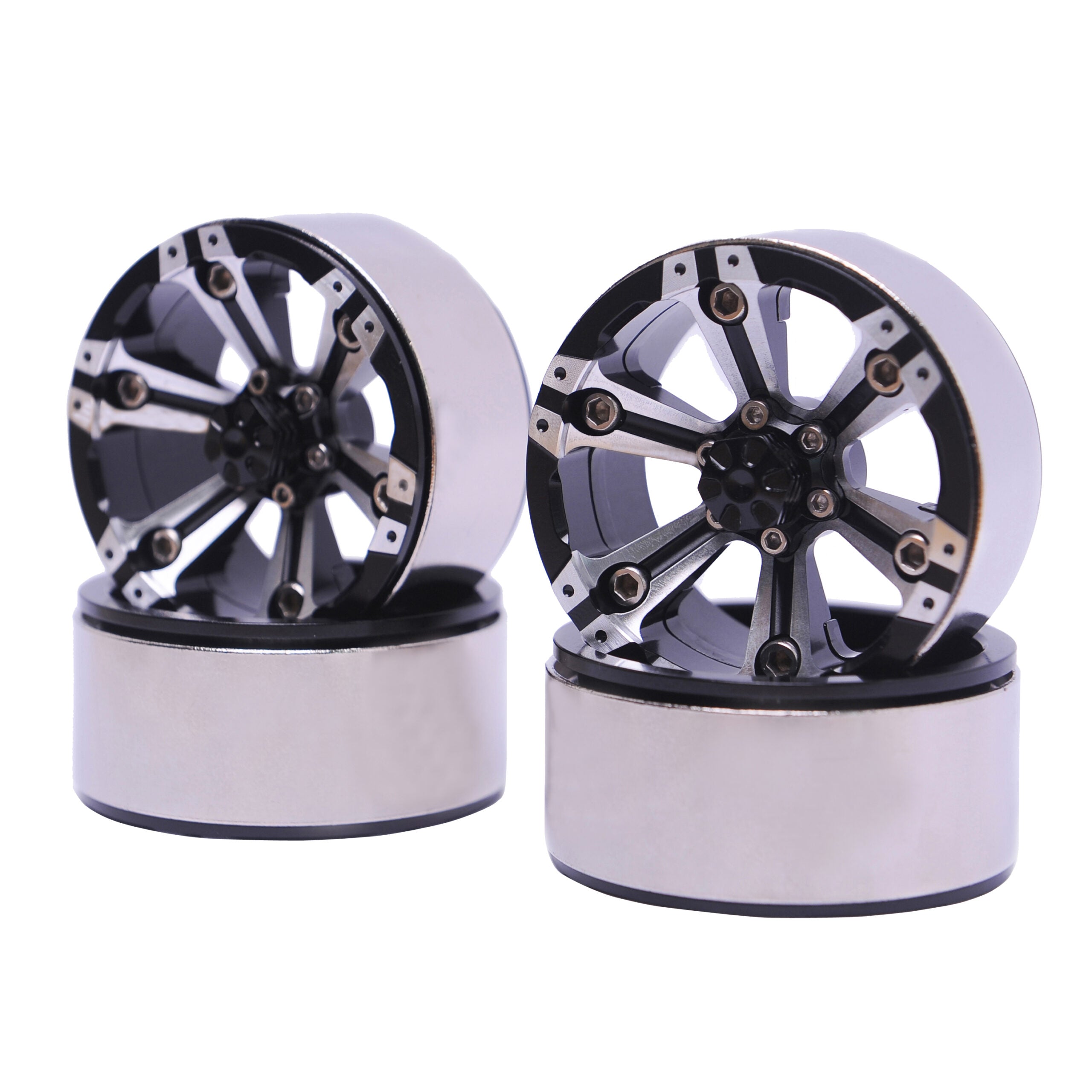 (4) 1.9 Aluminum Crawler Chrome Beadlock Wheel Rim 1/10 TRX-4 D90 SCX1 ...